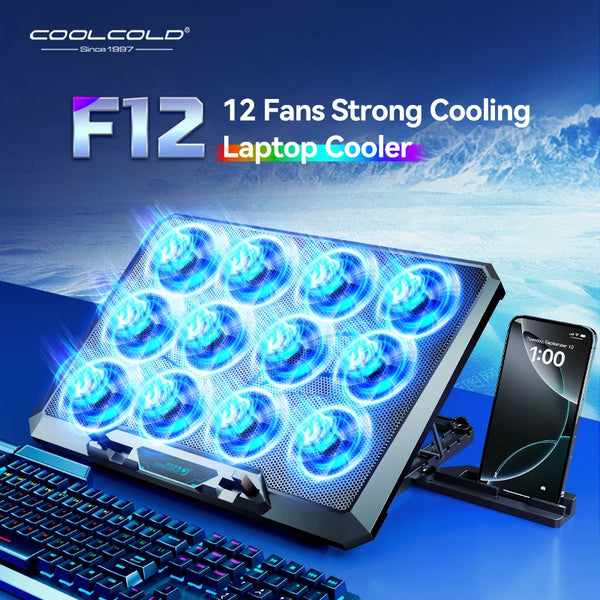 COOLCOLD Laptop Cooling Pad with 12 Quiet Fans – Wanna Be Gamer